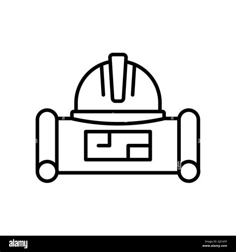 Engineering Project Line Icon Linear Style Sign For Mobile Concept And Web Design Hard Hat And