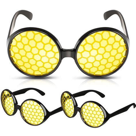 Konohan 3 Pieces Bee Glasses Honey Bee Eyeglasses Black Yellow Bee Costume Glasses Funny Honey