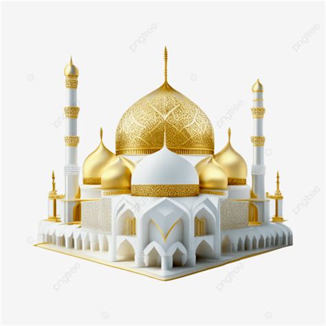 금색과 흰색 색상 투명 배경 격리 된 이미지와 3d 모스크 사원 이슬람교 종교 Png 일러스트 및 Psd 이미지 무료 다운로드 Pngtree