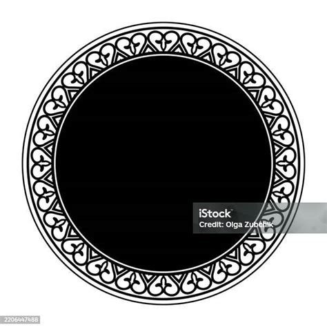 추상적인 패턴의 디자인을 위한 장식용 원형 프레임 서클 프레임 에스닉 스타일의 원형 장식 세라믹 초대장 도자기 자수 초대장 섬유 조각용 테두리 프레임 0명에 대한 스톡 벡터