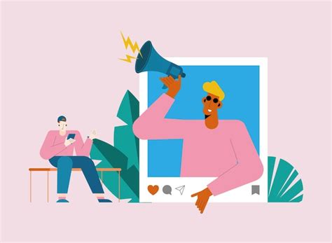 남성 인플 루 언서 캐릭터 프리미엄 벡터