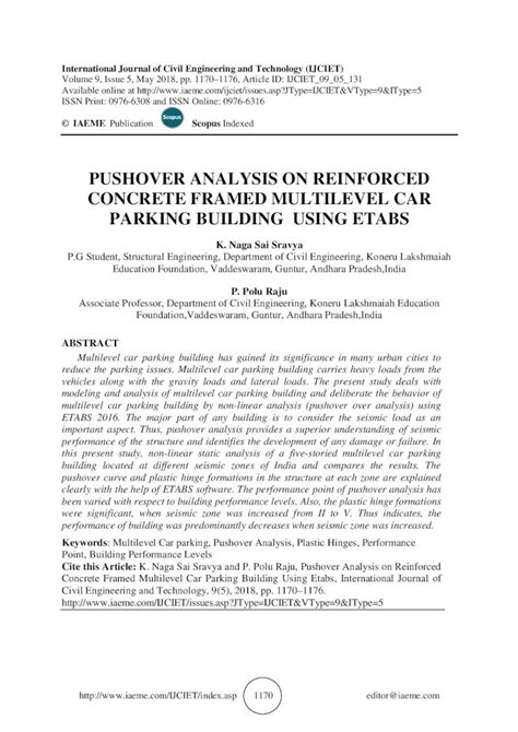 Pdf Pushover Analysis On Reinforced Concrete … · Pushover Curve And Plastic Hinge Formations