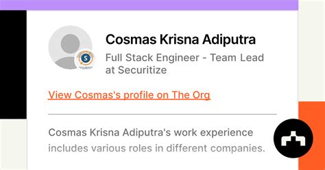 Cosmas Krisna Adiputra Full Stack Engineer Team Lead At Securitize The Org