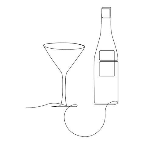 Premium Vector Wine Bottle And Glass Continuous One Line Art Drawing Minimalist Design Vector