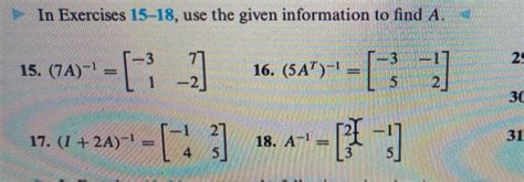 Solved In Exercises 15 18 Use The Given Information To Find
