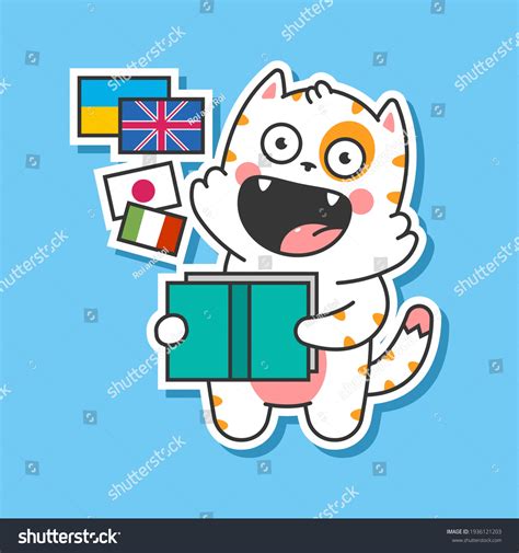Cute Cat Learning Languages Vector Cartoon Stock Vector Royalty Free Cute Cat Learning Languages Vector Cartoon Stock Vector Royalty Free