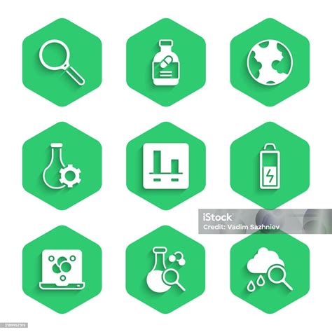 설정 그래프 차트 인포 그래픽 시험관 비와 구름 배터리 화학식 지구 지구 및 돋보기 아이콘 벡터 Dna에 대한 스톡 벡터 아트 및 기타 이미지 Istock
