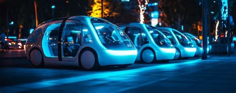 Futuristic Carsharing Innovation Robotic Rental Kiosks Bioluminescent Fleet For Sustainable