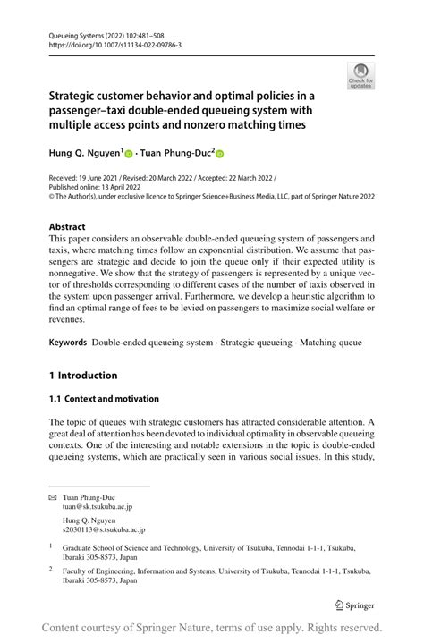 Strategic Customer Behavior And Optimal Policies In A Passengertaxi