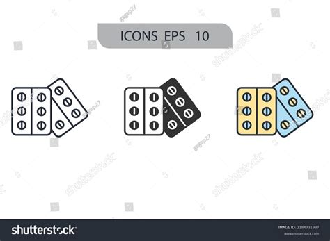 Medication Icons Symbol Vector Elements Infographic Stock Vector