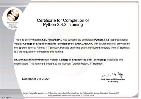 Mickel Pradeep D On Linkedin Iitbombay Spokentutorial Python
