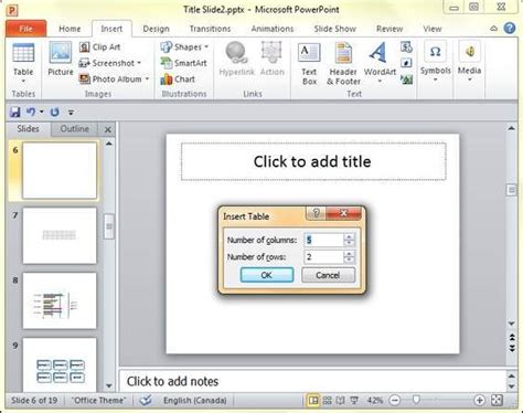 Add Format Tables Powerpoint 2010