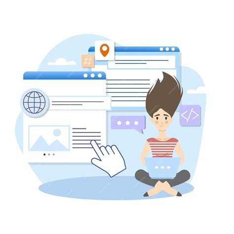 Premium Vector Web Developer Working With Laptop And Programming Code On