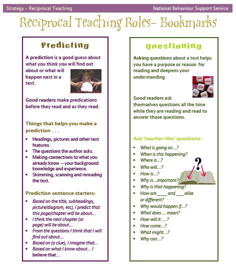 Reciprocal Reading Predictor In 2024 Reciprocal Teaching Teaching Reading Strategy Bookmarks