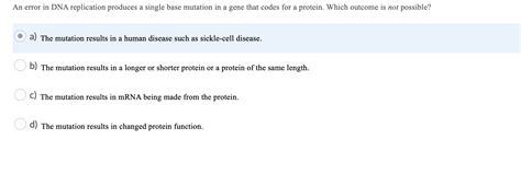 Solved An Error In DNA Replication Produces A Single Base Chegg