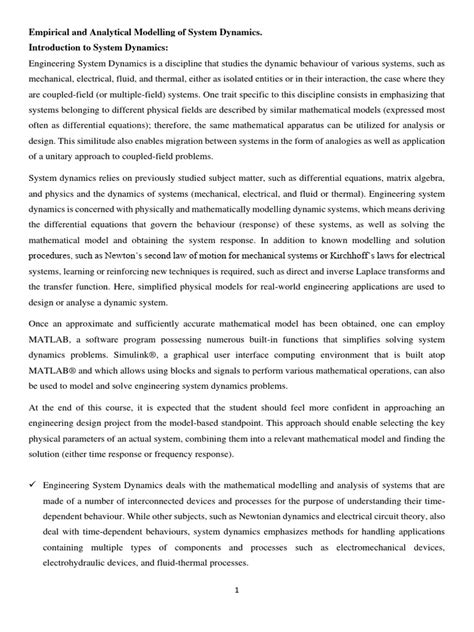 Empirical And Analytical Modelling Of System Dynamics Pdf Discrete Time And Continuous Time
