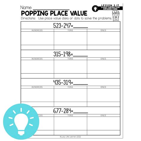 Lucky To Learn Math 3 Digit Subtraction Expanded Form Lesson 317 Mini Lesson Popping