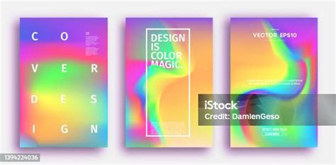 홀로그램 추상 배경 표지 디자인 템플릿 컬러 호일 웨이브 벡터 일러스트 레이 션 과민성 그라디언트 메쉬 포스터 벡터 일러스트 레이 션 1990 1999 년에 대한 스톡 벡터