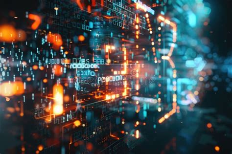 High Tech Data Center With Binary Code Lights Stock Illustration Illustration Of Futuristic