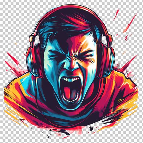 Gaming Rage Mode Screaming Person With Headphones PNG Clipart Energetic Expression Gaming