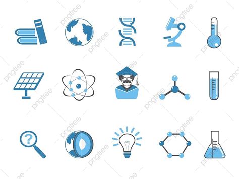 Blue Science Vector Png Images Isolated Blue Color Science Icons Set From White Background Set
