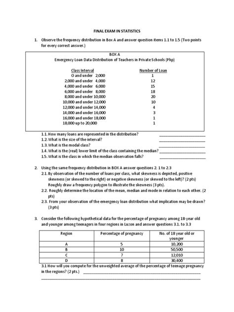 Analysis Of An Exam In Statistics Understanding Key Concepts Related To Frequency Distributions