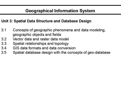 Unit 3 Spatial Data Structure And Database Design 6 Hrs Data