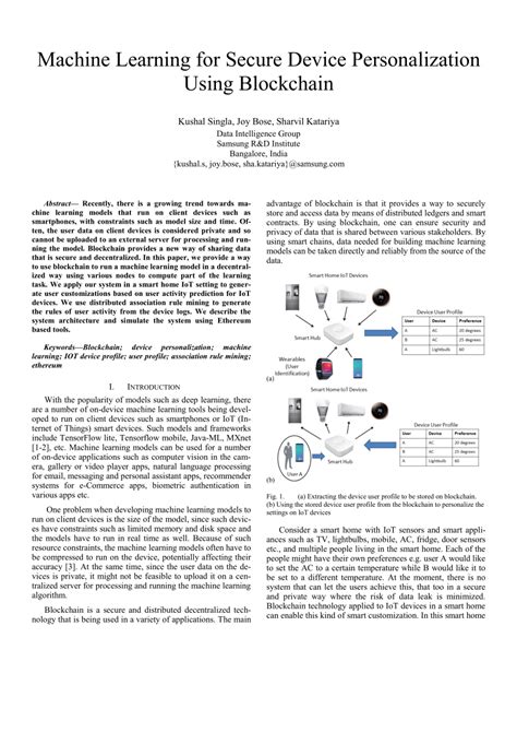 Pdf Machine Learning For Secure Device Personalization Using Blockchain