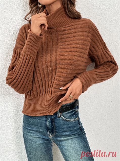 Укороченный полуприлегающий свитер цвета молочный шоколад схема у СПИЦАМИ ПУЛОВЕР