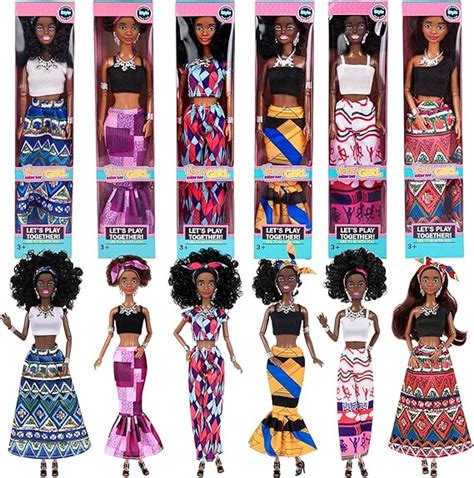 Dollbie 6 Pack African American Fashion Dolls Set With Mix