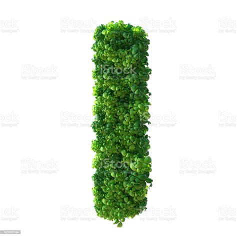 3d 알파벳 문자 I 녹색 식물 잎 잔디 이끼 바질 박하 클리핑 패스가 있는 흰색 배경에 격리되어 있습니다 3d 그림 0명에 대한 스톡 사진 및 기타 이미지 Istock