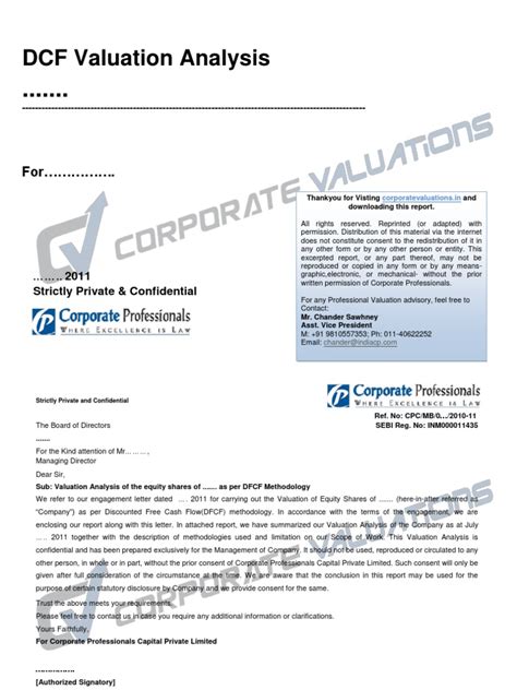 Sample Report Dcf Pdf Valuation Finance Free Cash Flow