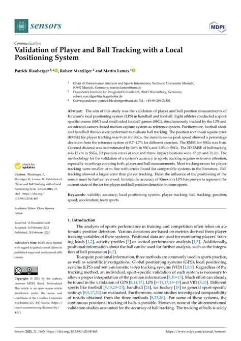 PDF Validation Of Player And Ball Tracking With A Local Positioning