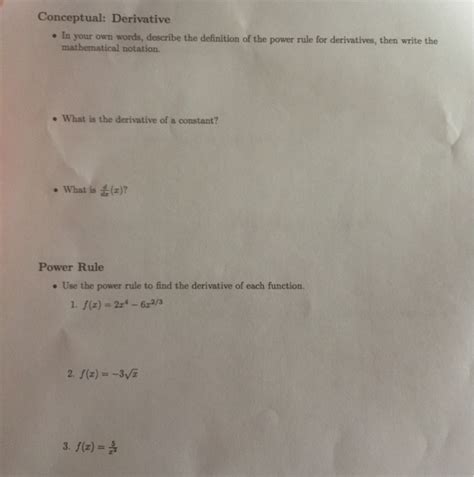 Solved Conceptual Derivative In Your Own Words Describe Chegg