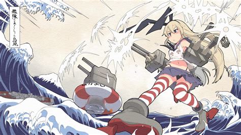 วอลเปเปอร์ ภาพวาด ภาพประกอบ อะนิเมะ คอลเลกชัน Kantai Shimakaze Kancolle ร่าง มังงะ