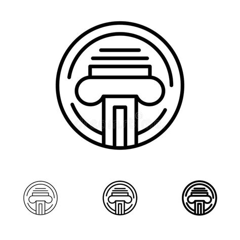 Printer Type Typewriter Writer Bold And Thin Black Line Icon Set Stock Vector Illustration