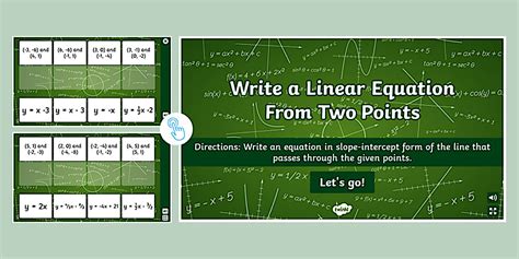 Eighth Grade Write A Linear Equation From Two Points Interactive Matching Game