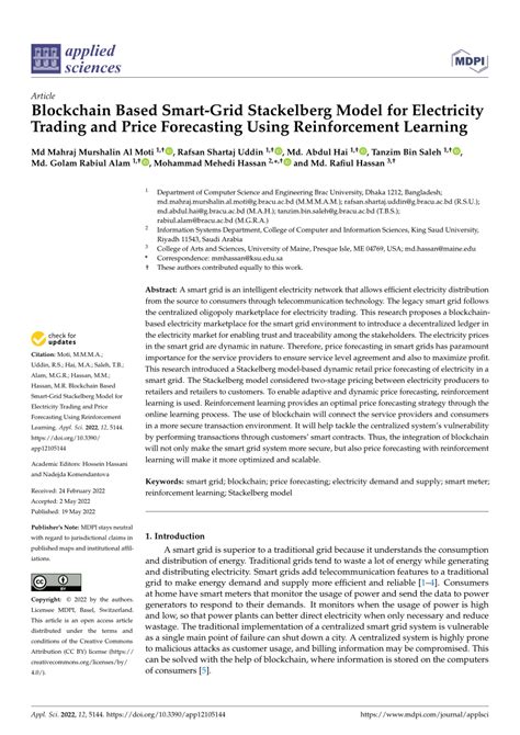 Pdf Blockchain Based Smart Grid Stackelberg Model For Electricity