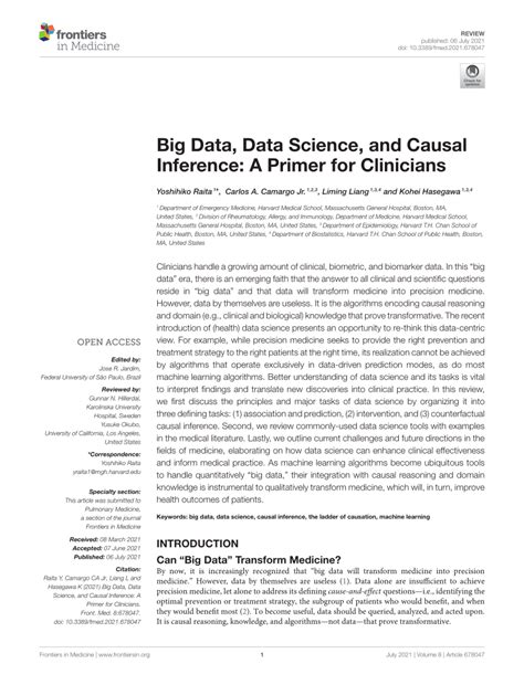 Pdf Big Data Data Science And Causal Inference A Primer For Clinicians