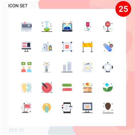 25 User Interface Flat Color Pack Of Modern Signs And Symbols Of Board Rose Halloween Flower
