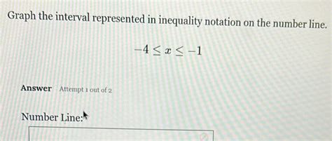 Solved Graph The Interval Represented In Inequality Notation On The Number Line 4≤ X≤ 1