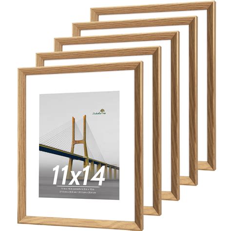 Scholartree 5 Pack 11 X 14 Wooden Picture Frames Set 11x14 Matted To