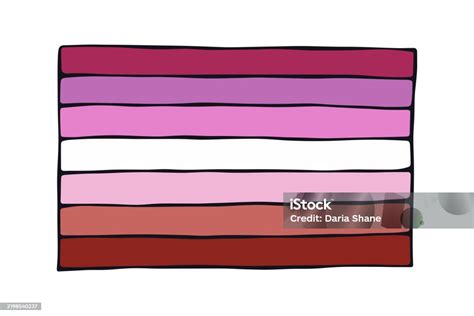 다채로운 레즈비언 프라이드 플래그 해피 프라이드 데이 Lgbtq 커뮤니티 프라이드의 달 포스터 스티커 로고 카드에 대 한 벡터 손으로 그린 낙서 Lgbt 프라이드의 달에