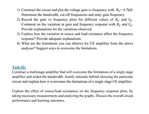 Solved Frequency Response Of Transistor Amplifier Circuits