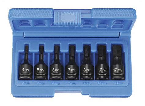 Grey Pneumatic Socket Set Hex Metric 3 8d 7pcs 51pk60 1297mh Grainger