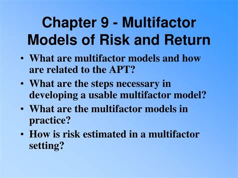 PPT Chapter Multifactor Models Of Risk And Return PowerPoint Presentation ID