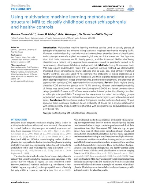 Pdf Using Multivariate Machine Learning Methods And Structural Mri To