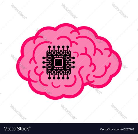 Neuralink Chip In Brain Microchip Head Royalty Free Vector