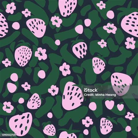 벡터 손으로 그린 딸기 낙서 일러스트 레이 션 원활한 반복 패턴 패션과 홈 데코레이션 인쇄 디지털 아트 워크 0명에 대한 스톡 벡터 아트 및 기타 이미지 Istock