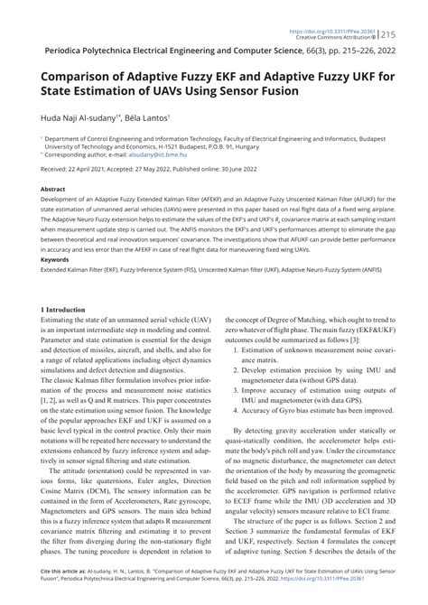 Pdf Comparison Of Adaptive Fuzzy Ekf And Adaptive Fuzzy Ukf For State